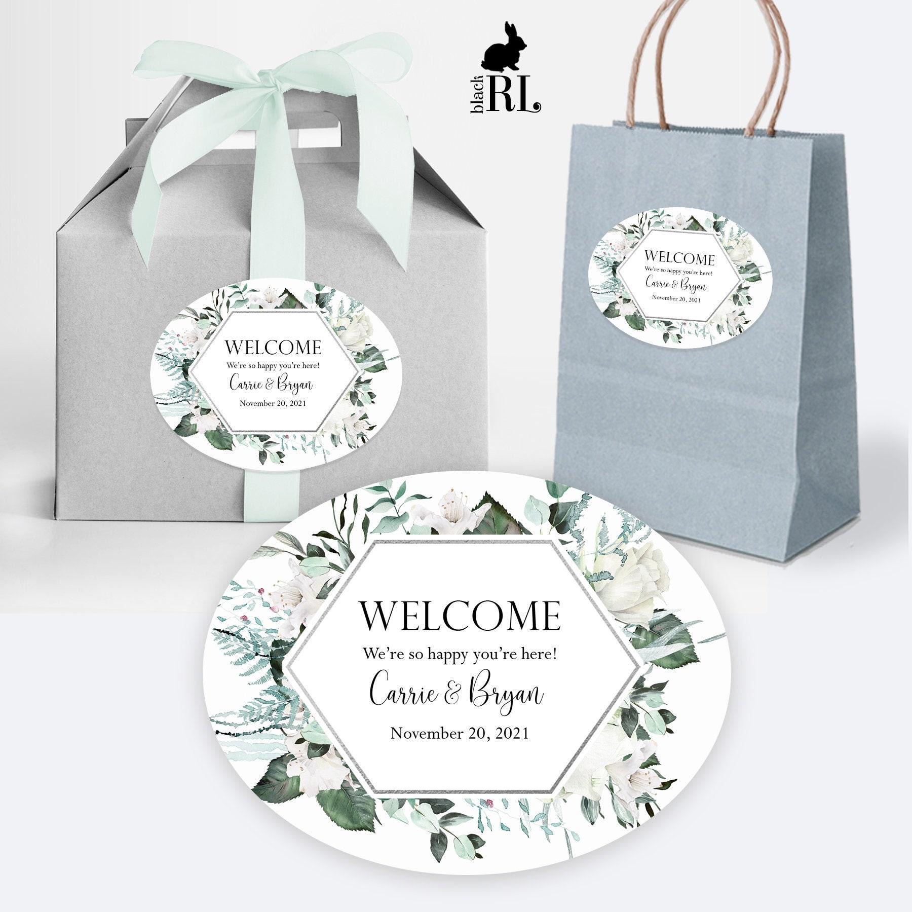 Printed Oval Welcome Bag and Box Custom Stickers for Wedding - Etsy