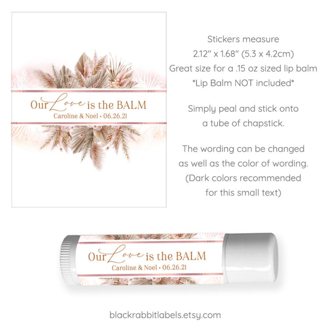 Printed Pampas Grass Labels for Lip Balm Custom Printed - Etsy