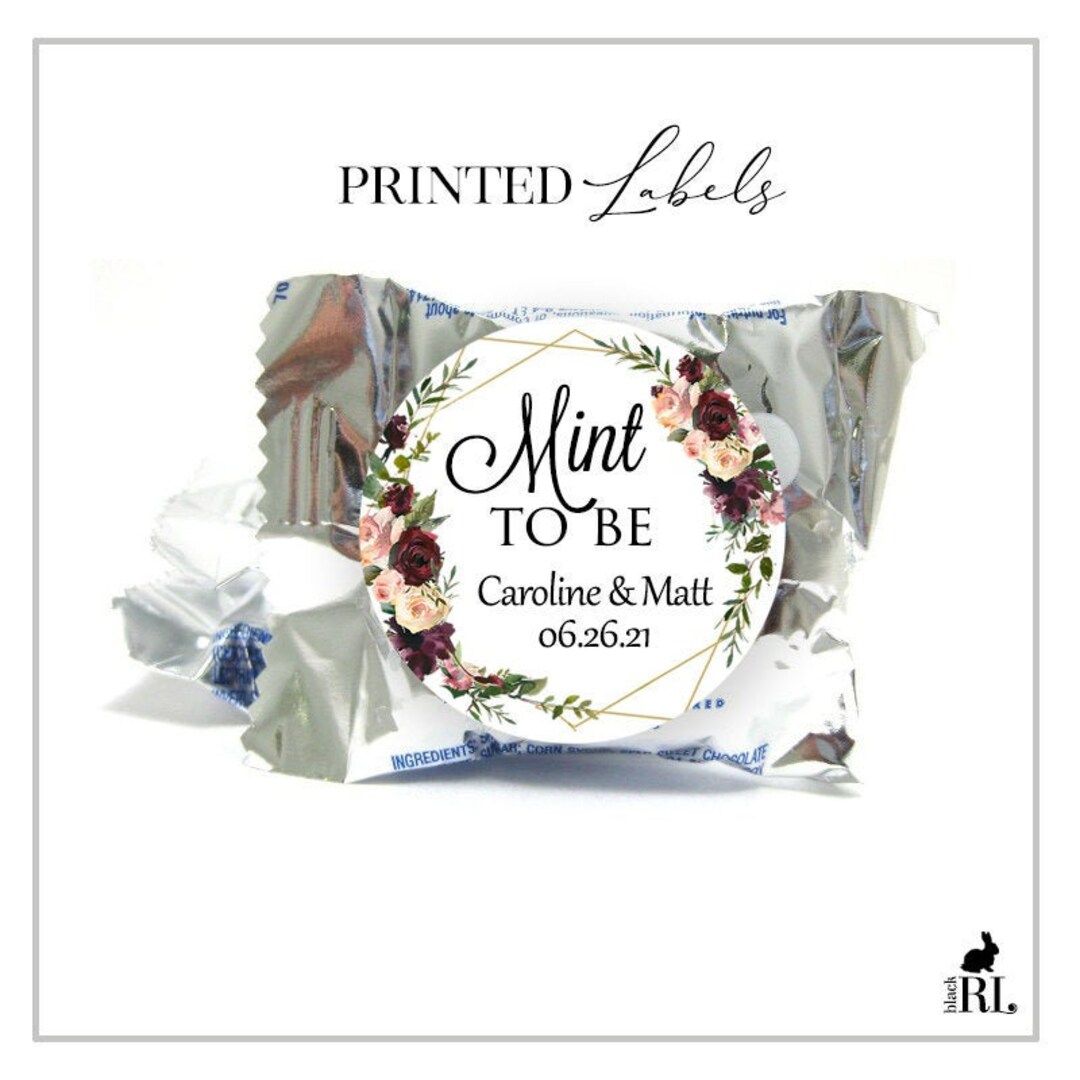 Printed Mint Chocolate Candy Favor Stickers / Personalized Mint Labels ...