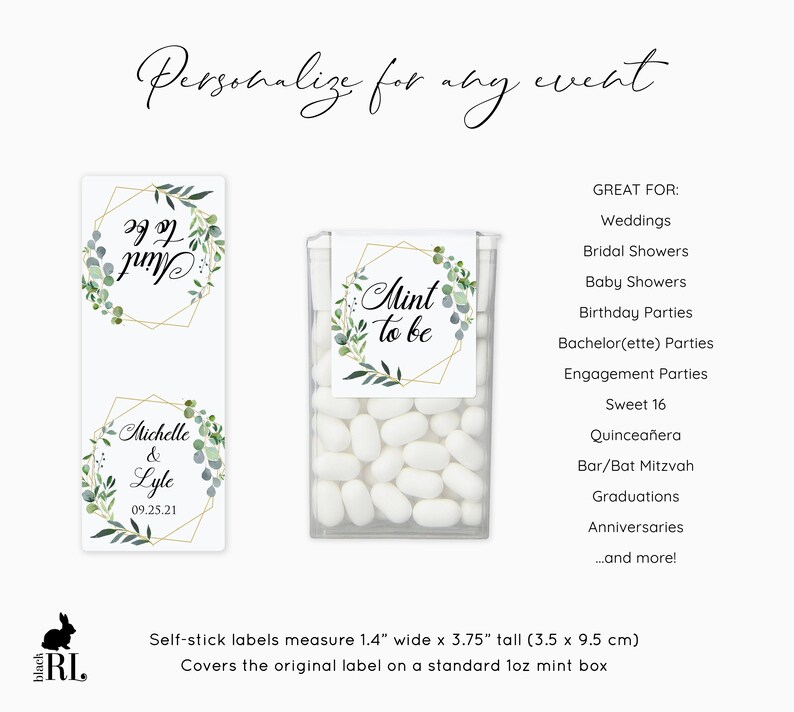 Printed Wedding Favor Stickers for Mint Boxes Mint to Be - Etsy