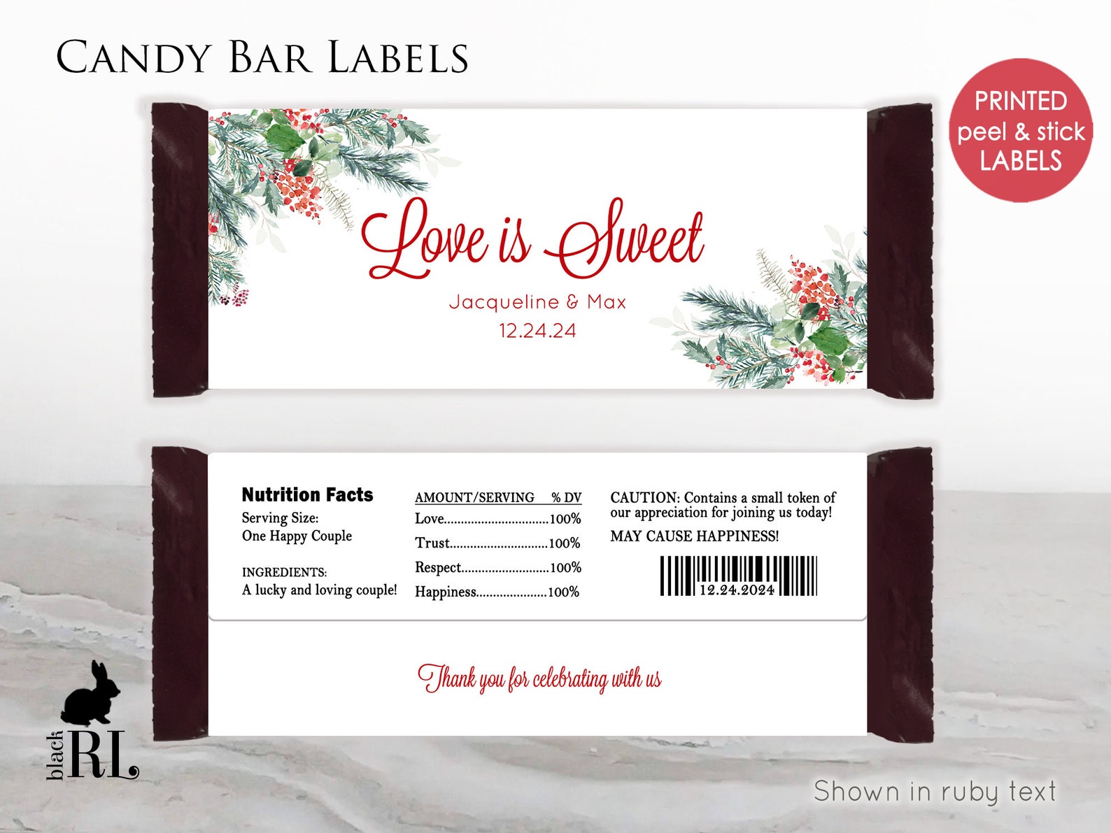 Printed Labels for Full Size Candy Bar Chocolate Bar Stickers - Etsy