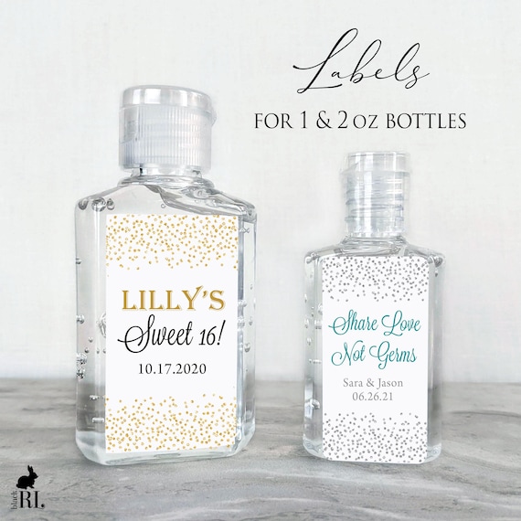 Printed Custom Favor Labels for Small Hand Sanitizer Bottles - Etsy