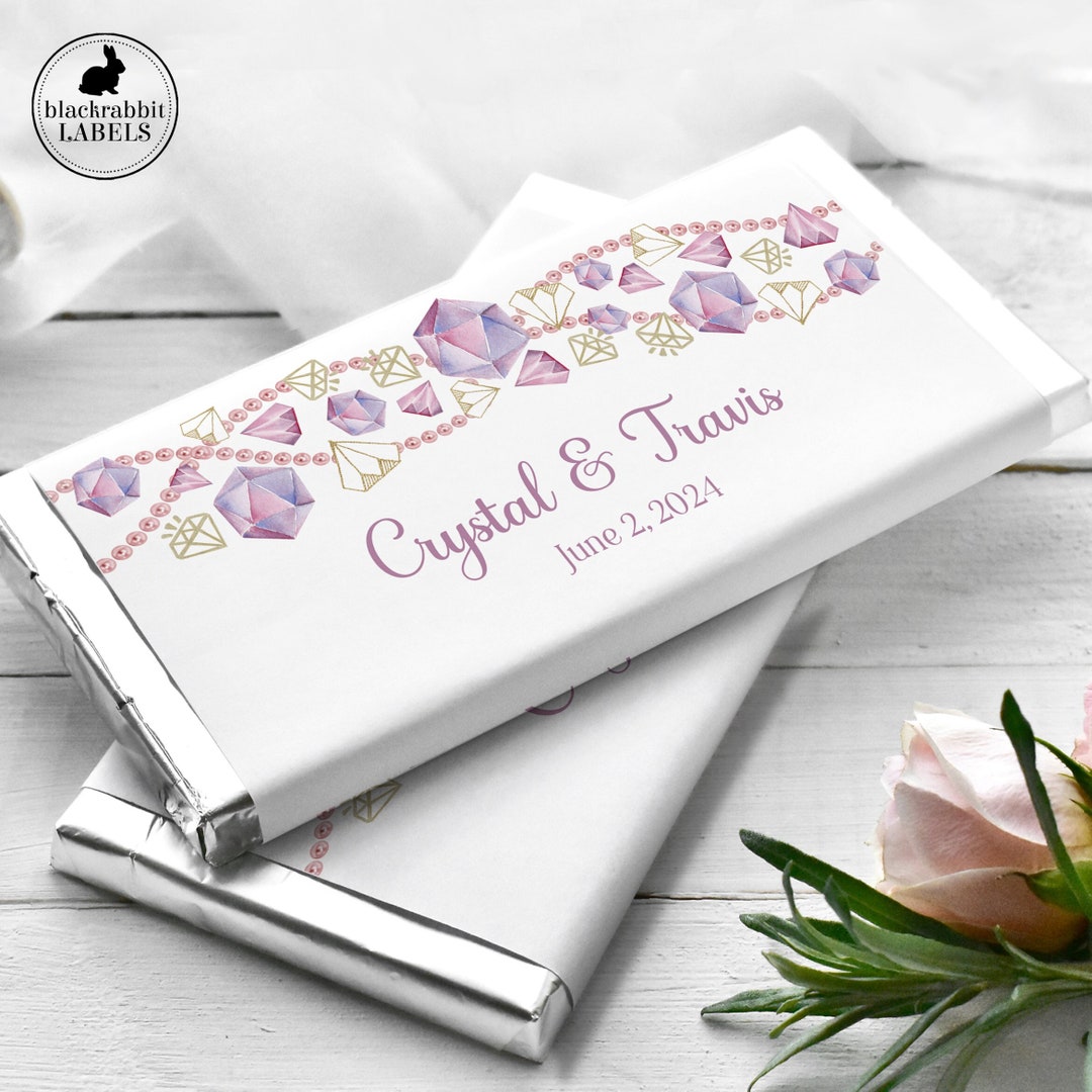 Printed Labels for Full Size Candy Chocolate Bar Stickers Wedding Favor ...