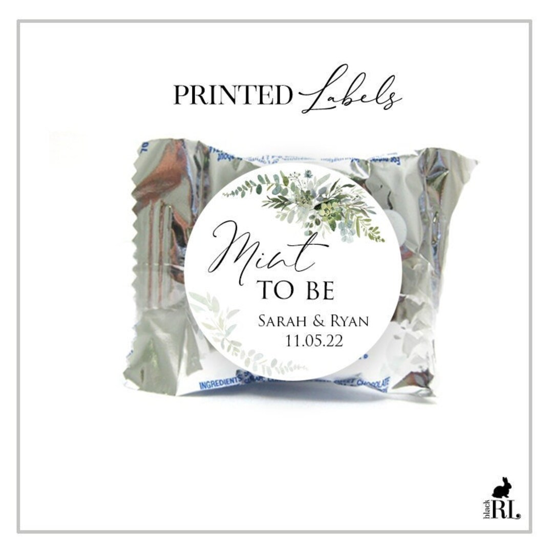 Printed Mint Chocolate Candy Favor Stickers / Personalized Mint Labels ...
