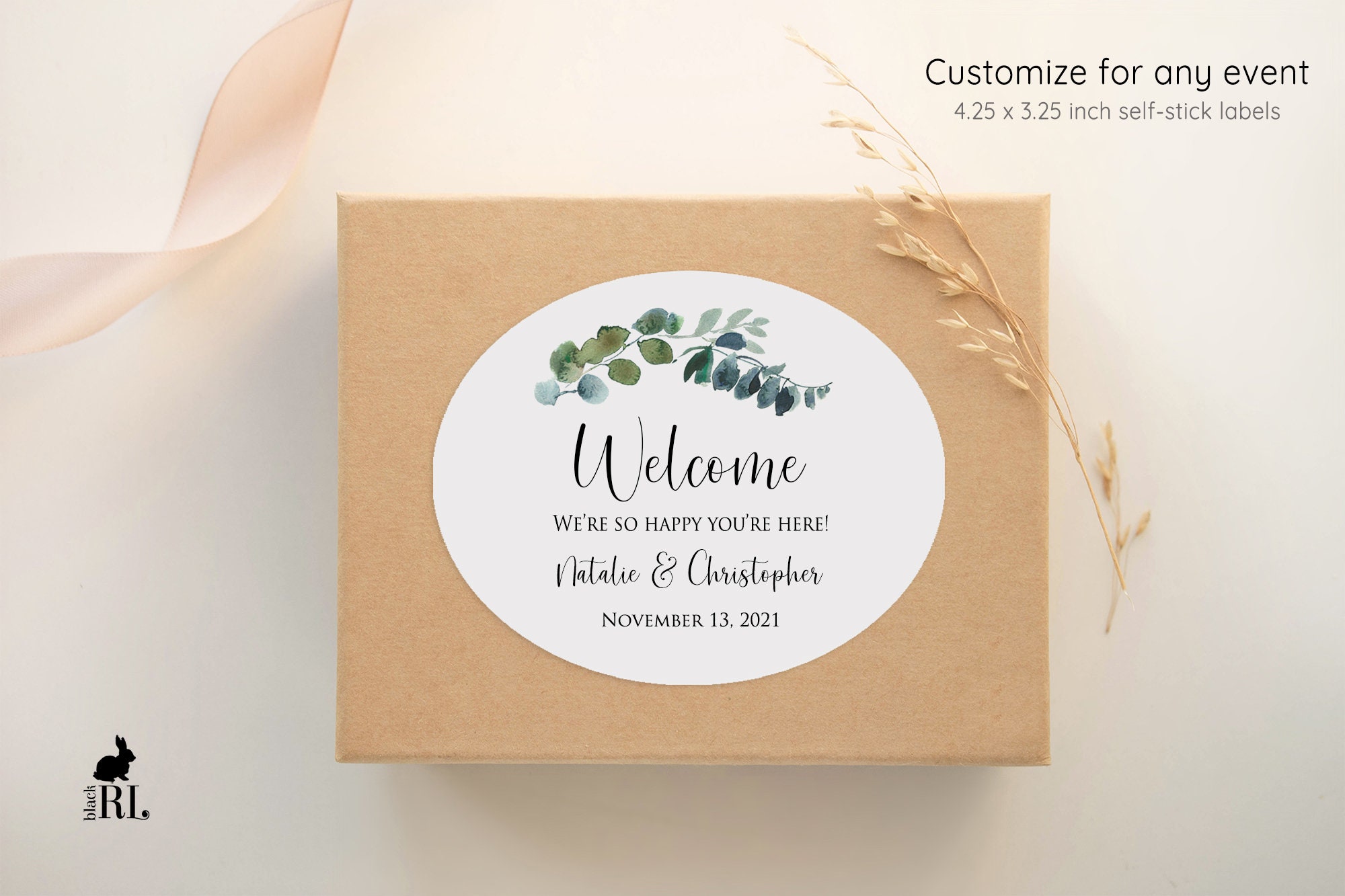 Printed Oval Welcome Bag and Box Custom Stickers for Wedding - Etsy