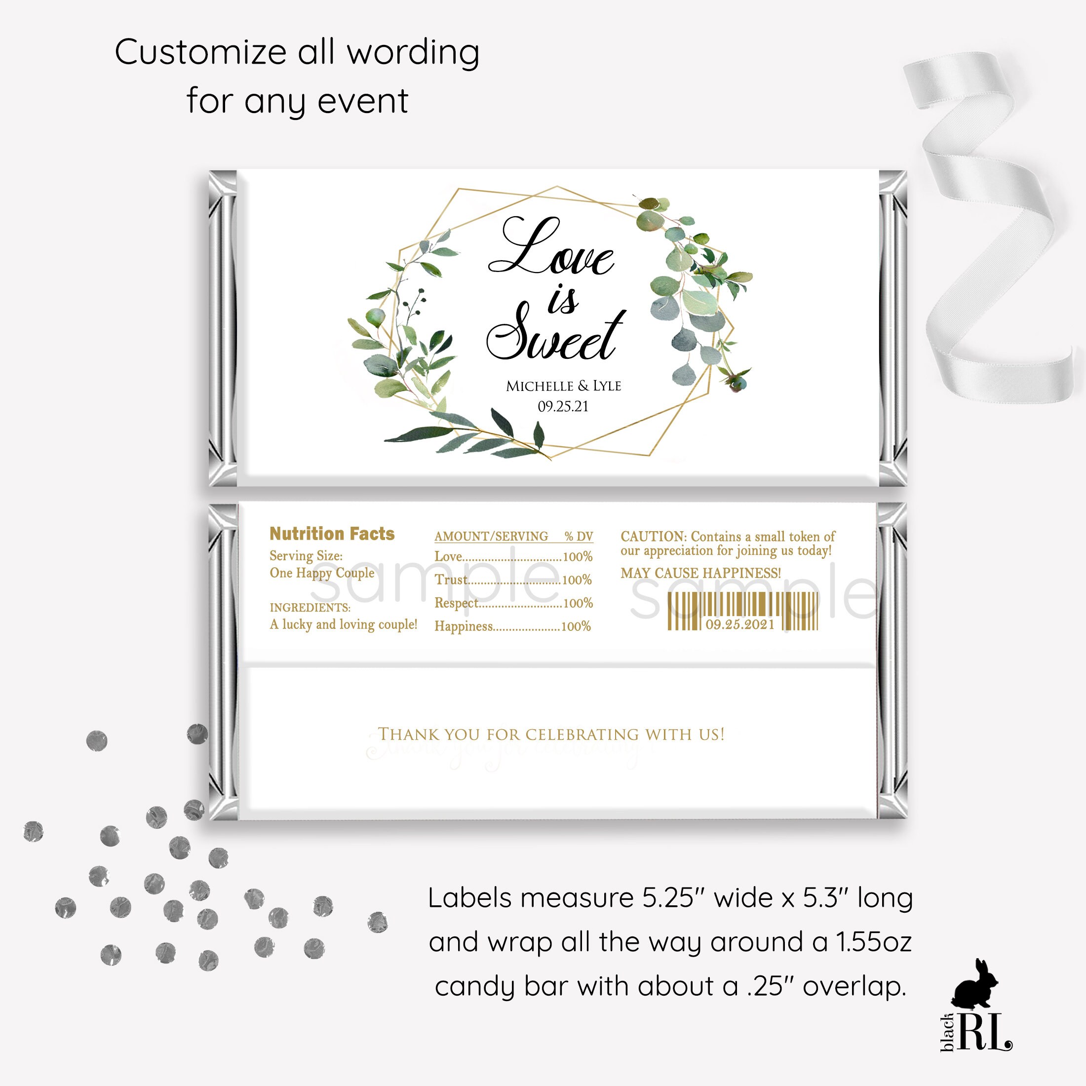 Printed Labels for Full Size Candy Bar Chocolate Bar Stickers - Etsy