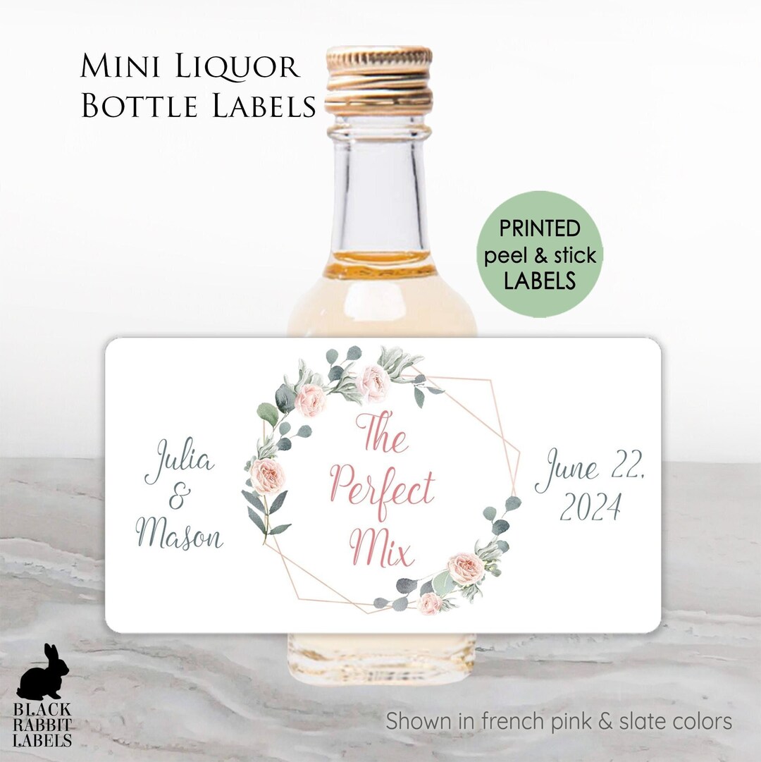 Printed, Personalized Mini Liquor Bottle Labels-waterproof Favor ...