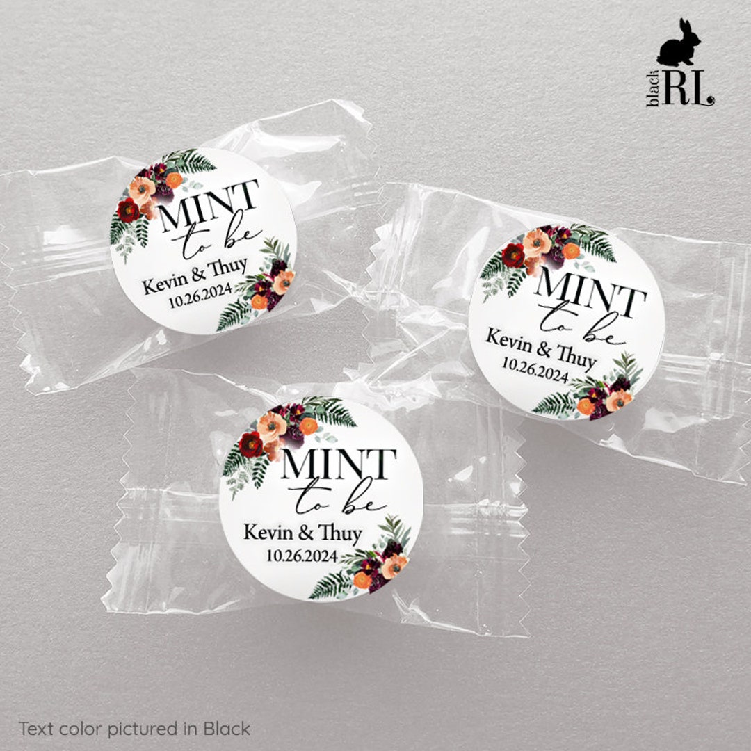 1 Inch Round Custom Stickers for Wedding Favors, Bridal Shower, Mint to ...