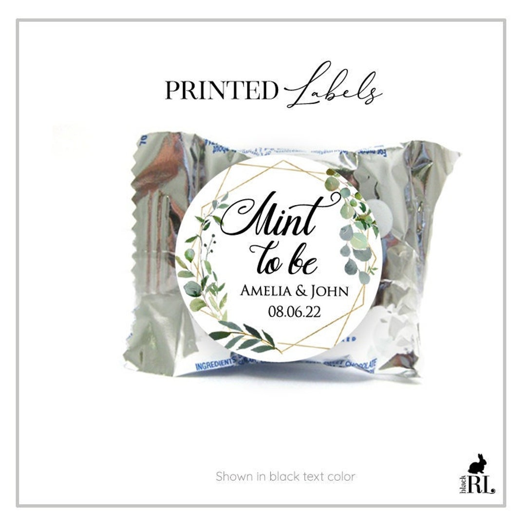 Printed Mint Chocolate Candy Favor Stickers / Personalized Mint Labels ...