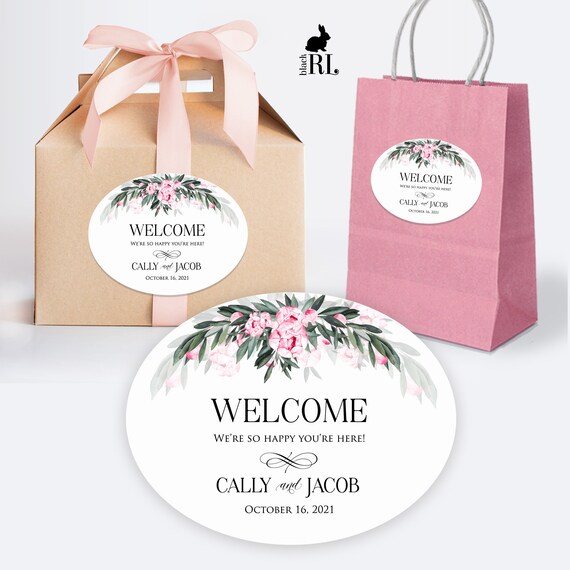 Printed Oval Welcome Bag and Box Custom Stickers for Wedding - Etsy