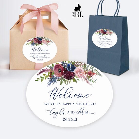 Printed Oval Welcome Bag and Box Custom Stickers for Wedding - Etsy