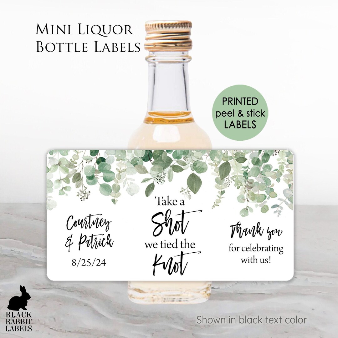 Printed, Personalized Mini Liquor Bottle Labels-waterproof Favor ...