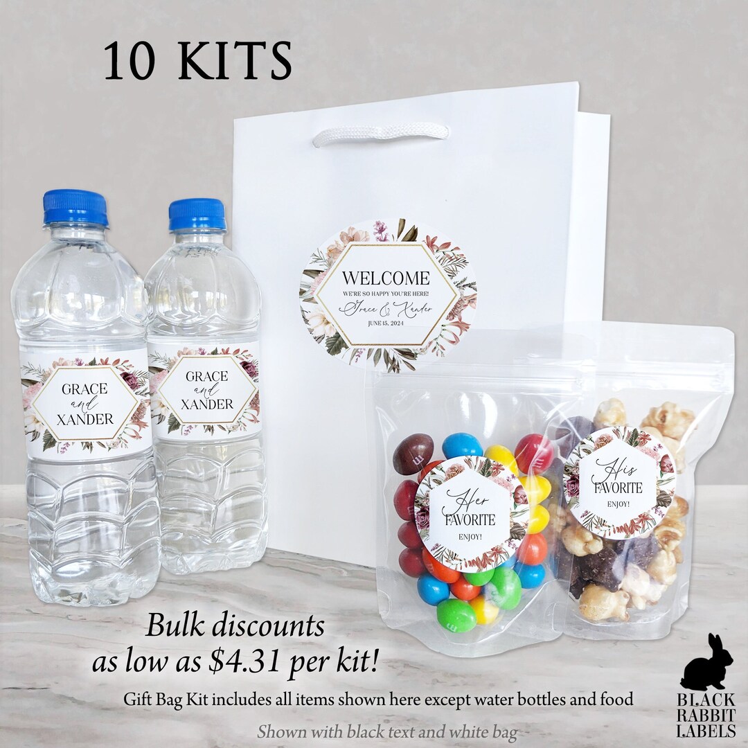 10 Welcome Bag Kits - Includes High Quality Gift Bag With Treat Bags ...