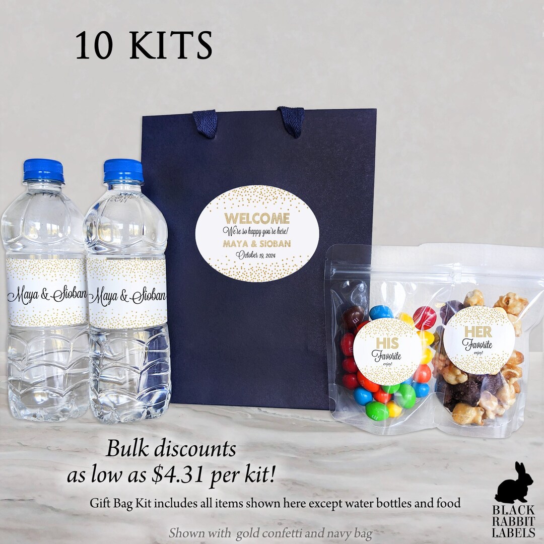 Welcome Bag Kit: Personalized Labels & Treat Bags - Confetti Sparkles ...
