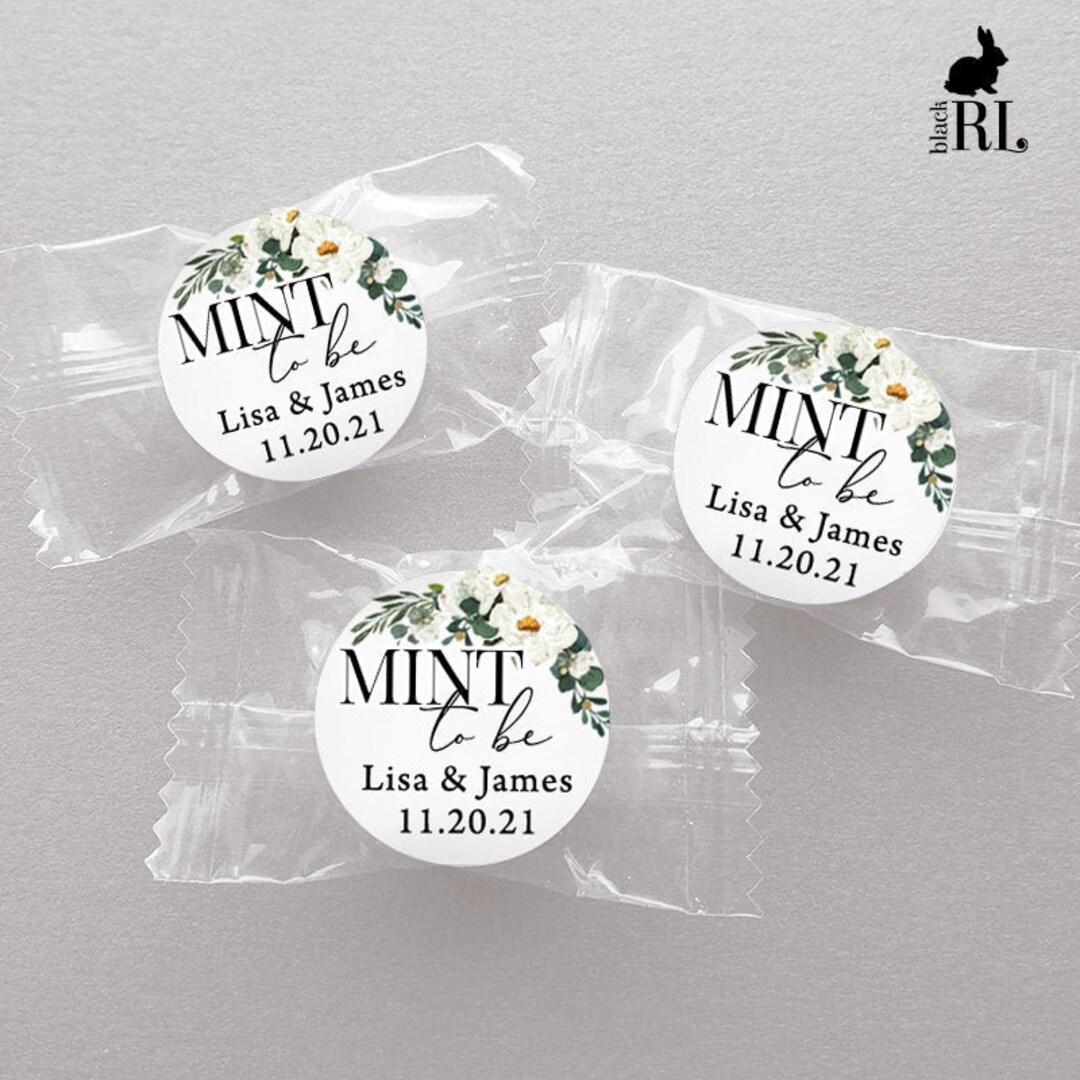 1 Inch Round Custom Stickers for Wedding Favors, Bridal Shower, Mint to ...