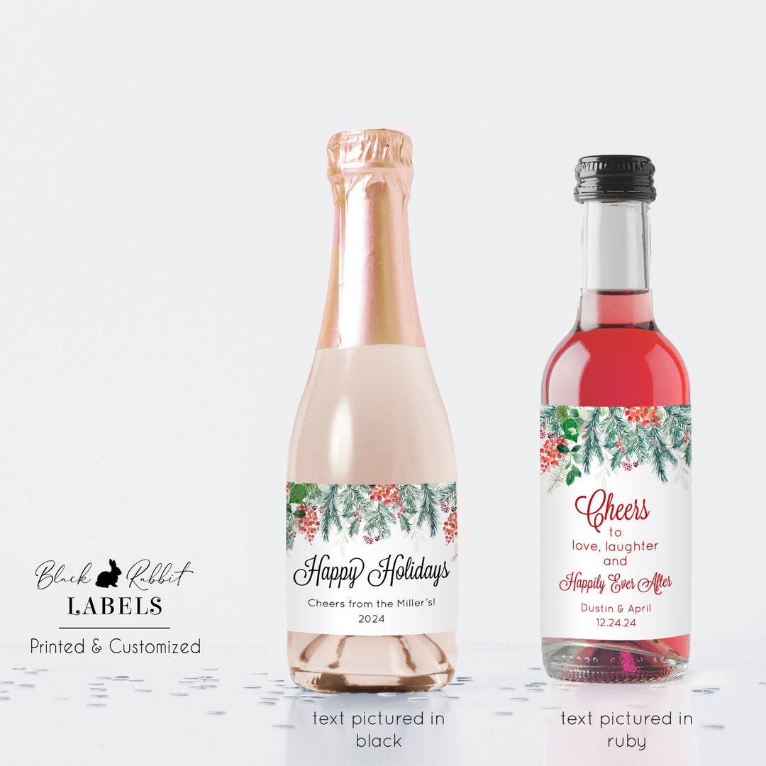 Printed Custom Stickers for Mini Wine or Mini Champagne Bottles - 2 ...