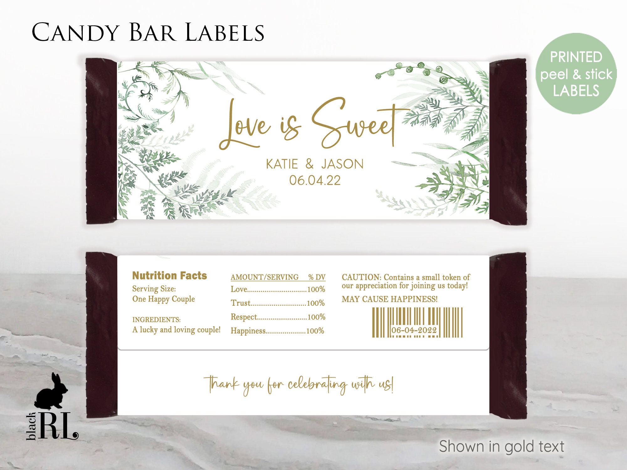 Printed Labels for Full Size Candy Bar Chocolate Bar Stickers | Etsy