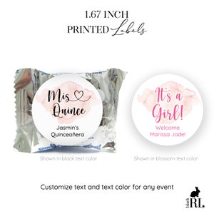 Printed Mint Chocolate Candy Favor Stickers / Personalized Mint Labels ...