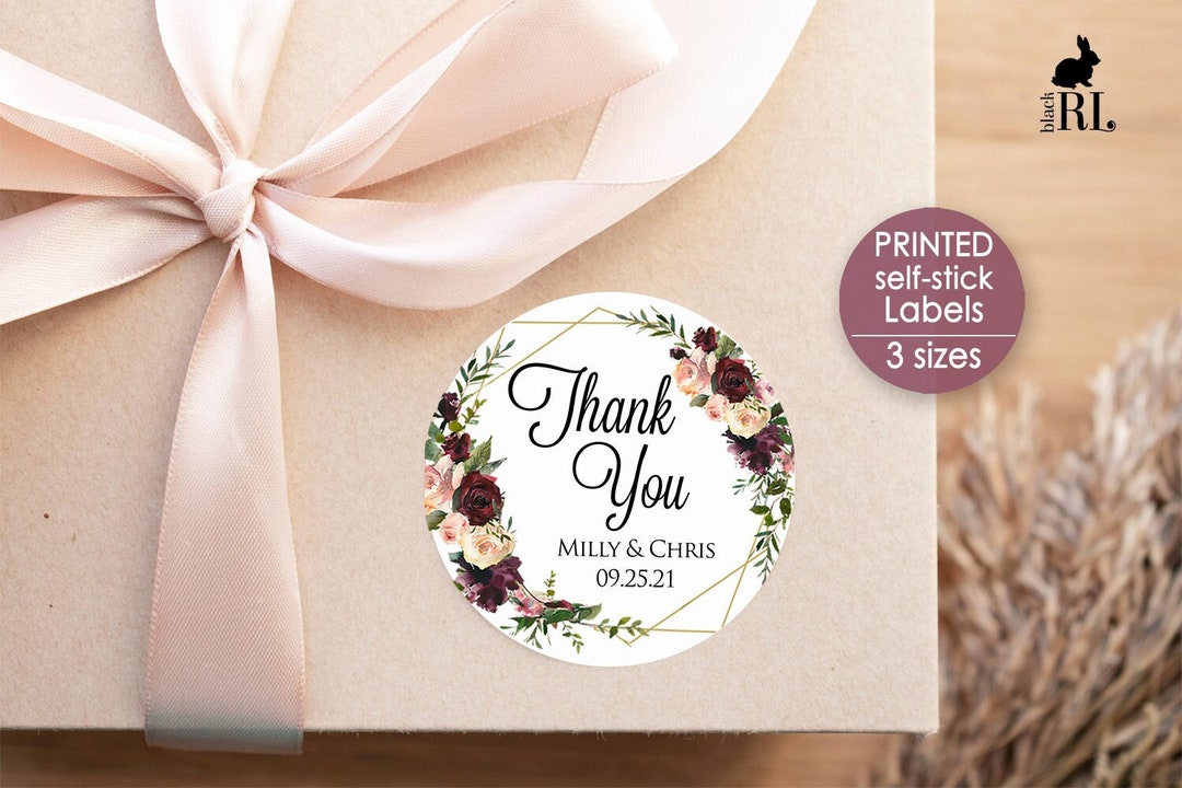 Printed Round Custom Stickers in 3 Sizes for Wedding Favors, Bridal ...
