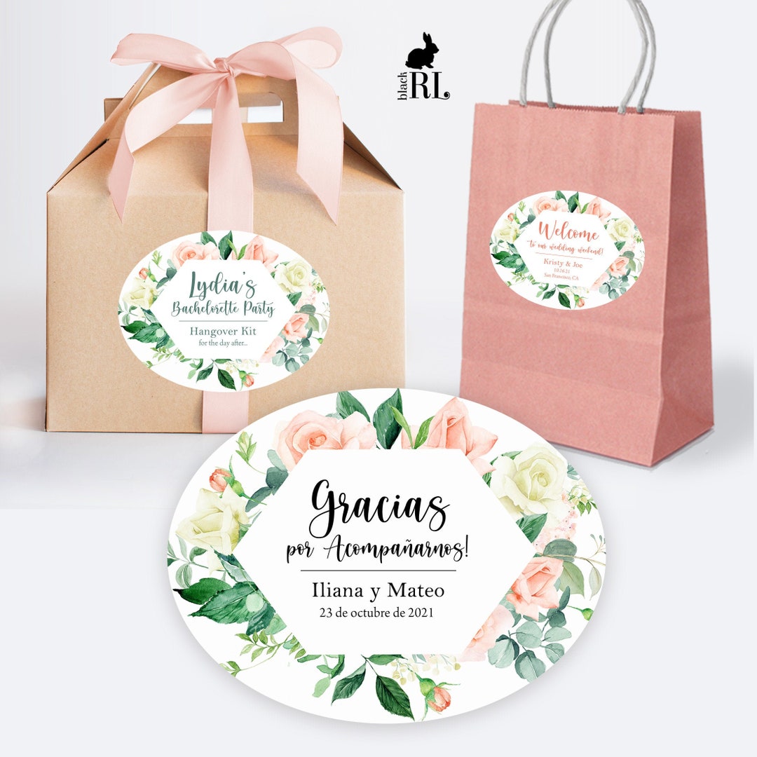 Printed Oval Welcome Bag and Box Custom Stickers for Wedding Gifts ...