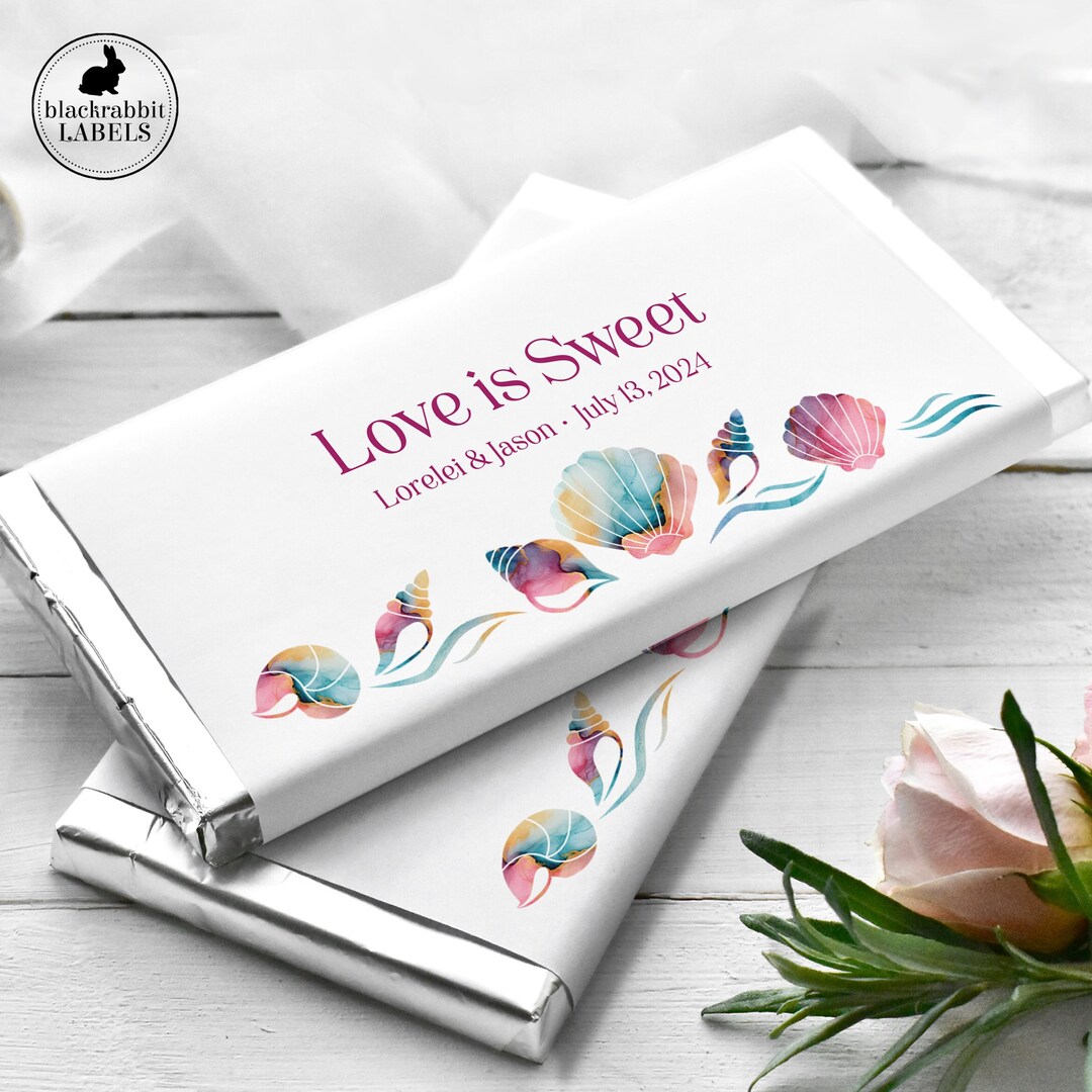 Printed Labels for Full Size Candy Chocolate Bar Stickers Wedding Favor ...