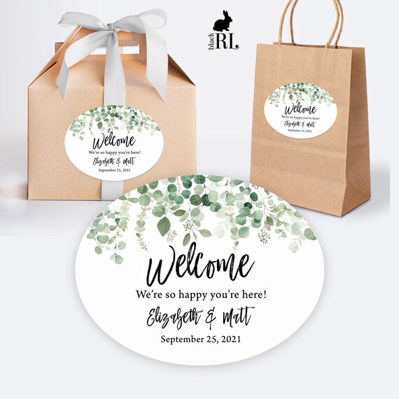 Printed Oval Welcome Bag and Box Custom Stickers for Wedding - Etsy
