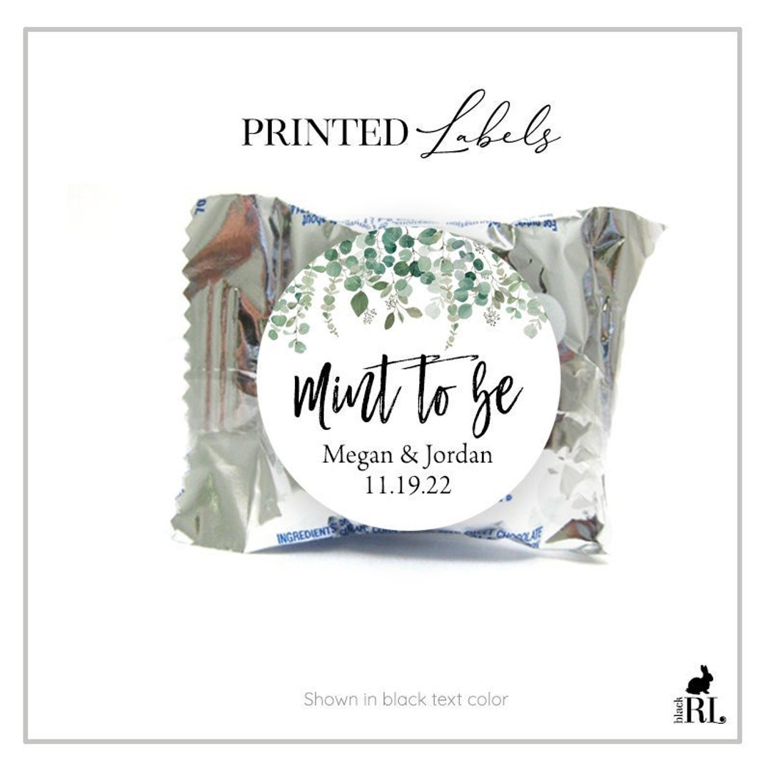 Printed Mint Chocolate Candy Favor Stickers / Personalized Mint Labels ...