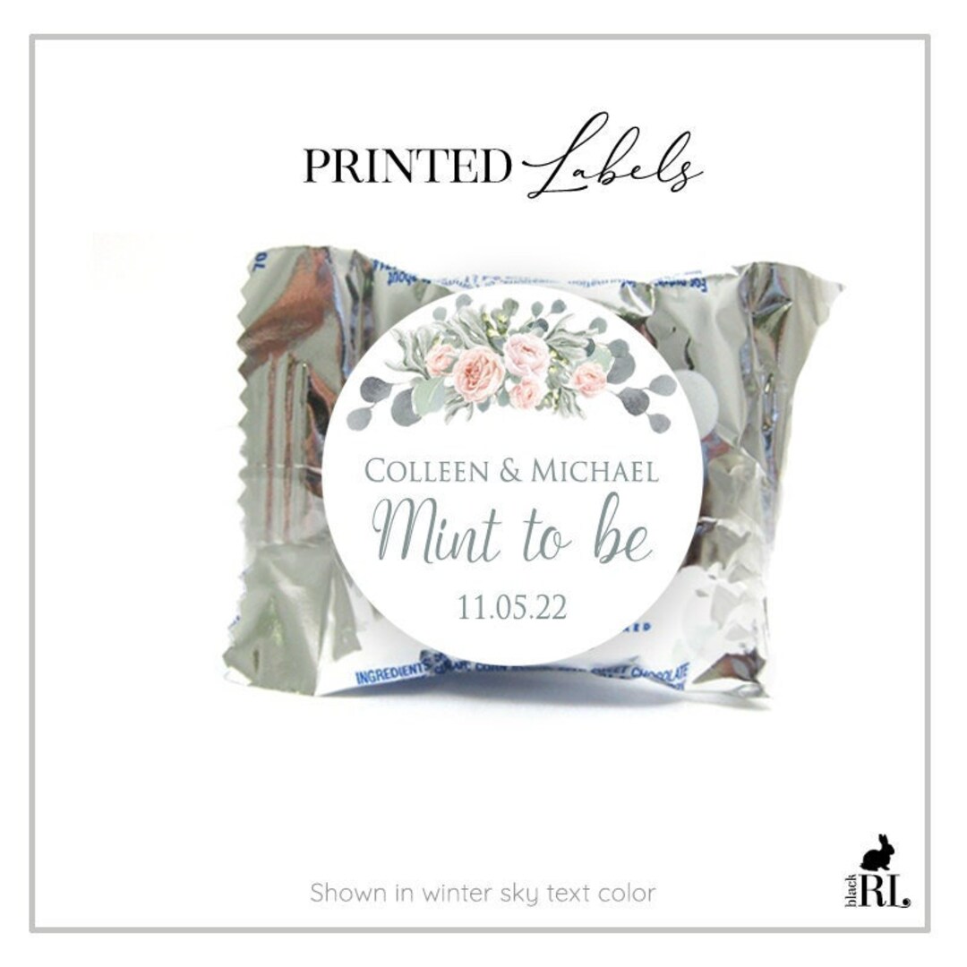 Printed Mint Chocolate Candy Favor Stickers / Personalized Mint Labels ...