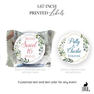 Printed Mint Chocolate Candy Favor Stickers / Personalized Mint Labels ...