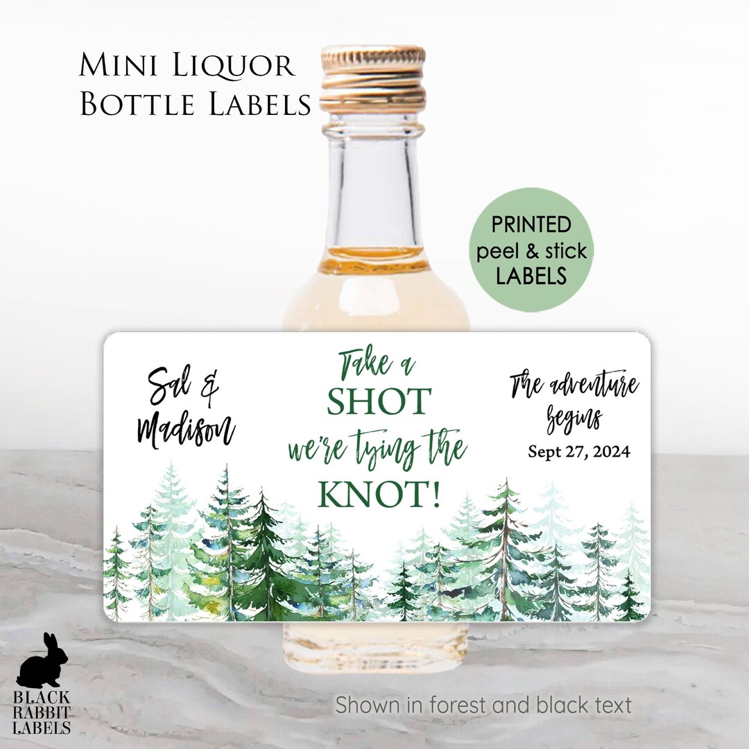 Printed, Personalized Mini Liquor Bottle Labels-waterproof Favor ...