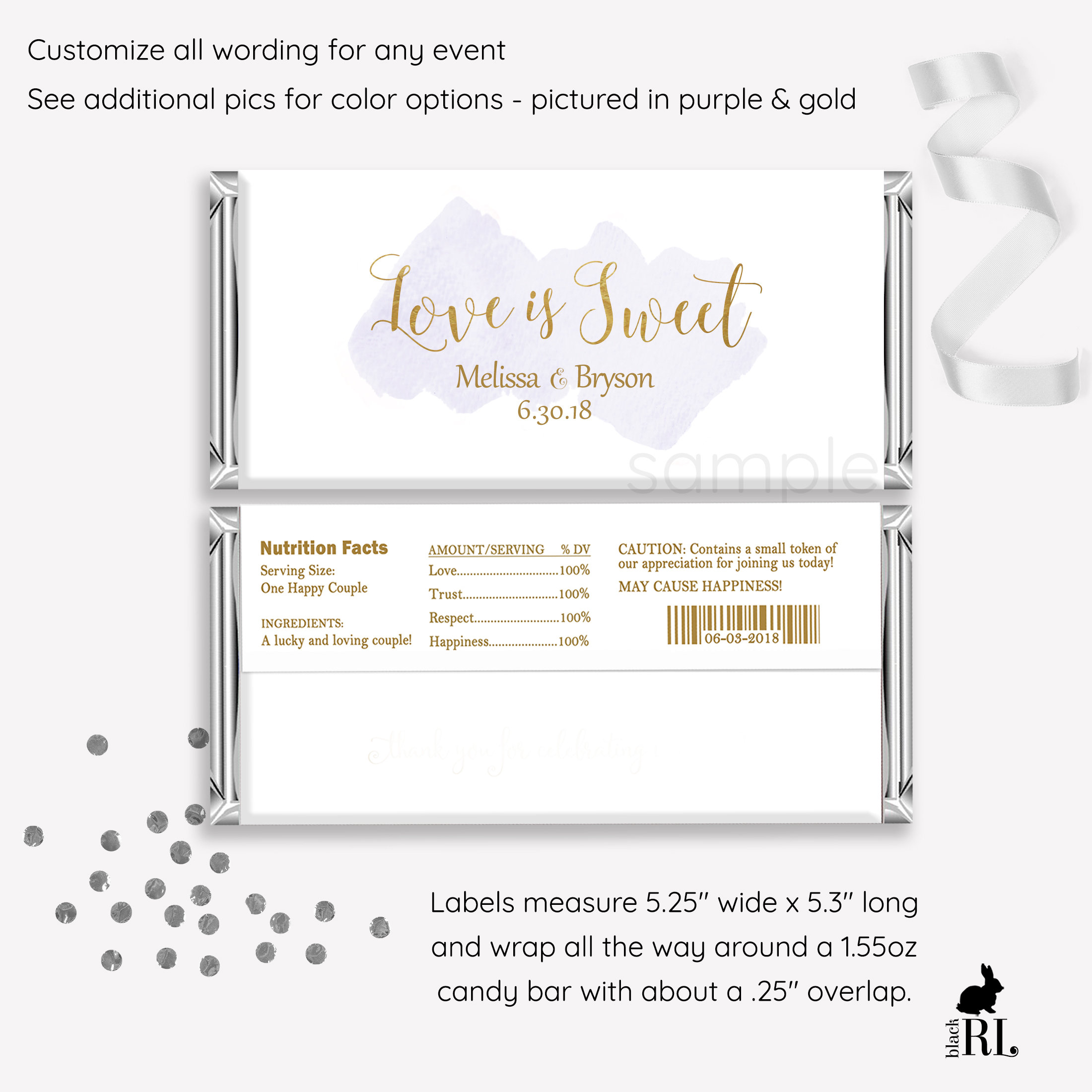 Printed Labels for Full Size Candy Bar Chocolate Bar Stickers - Etsy