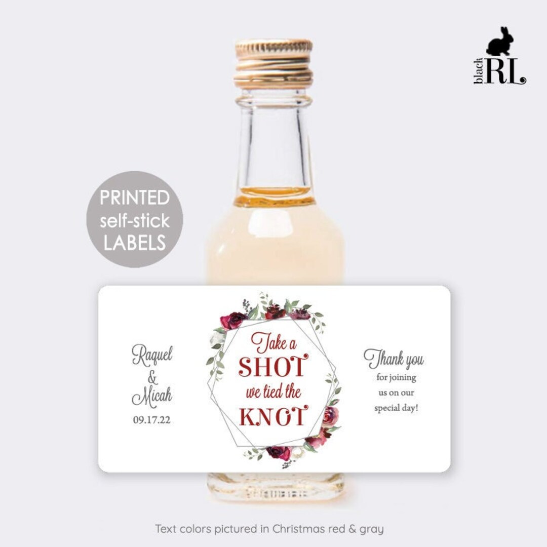 Printed, Personalized Mini Liquor Bottle Labels - Waterproof Favor ...