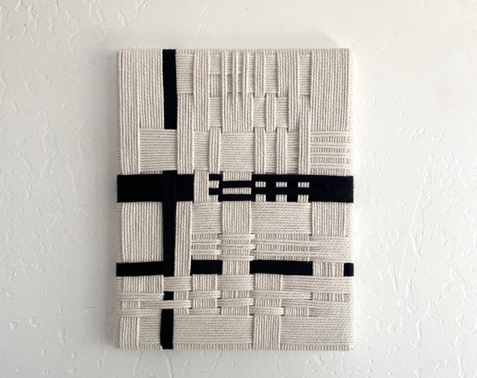 Woven Canvas 1, Black and Neutral Woven Wall Art Small, Woven Canvas ...