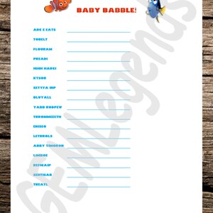 Finding Nemo Theme Games Baby Shower Games Baby Shower Games - Etsy