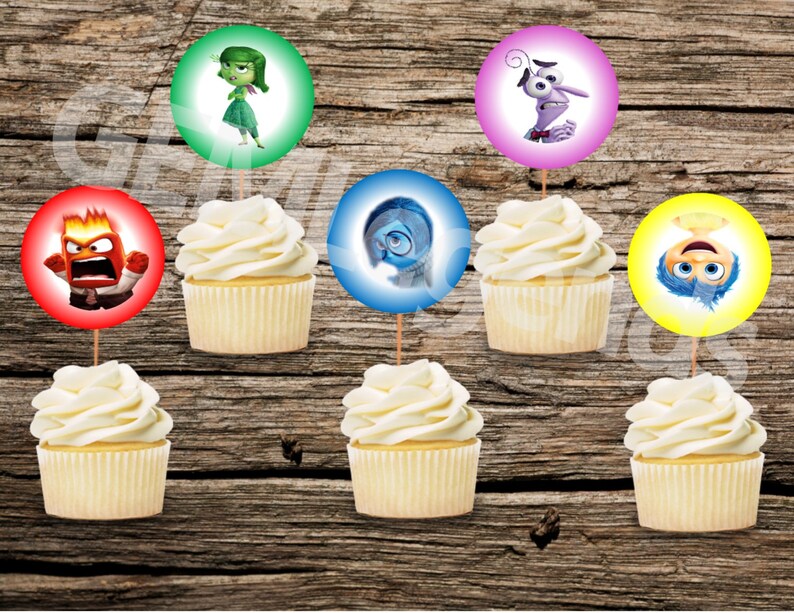 Inside Out Cupcake Toppers, Inside Out Party, Inside Out Birthday ...