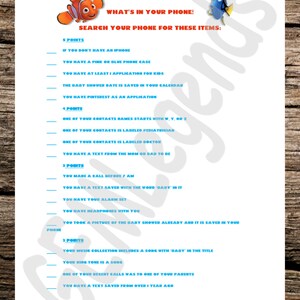 Finding Nemo Theme Games Baby Shower Games Baby Shower Games | Etsy