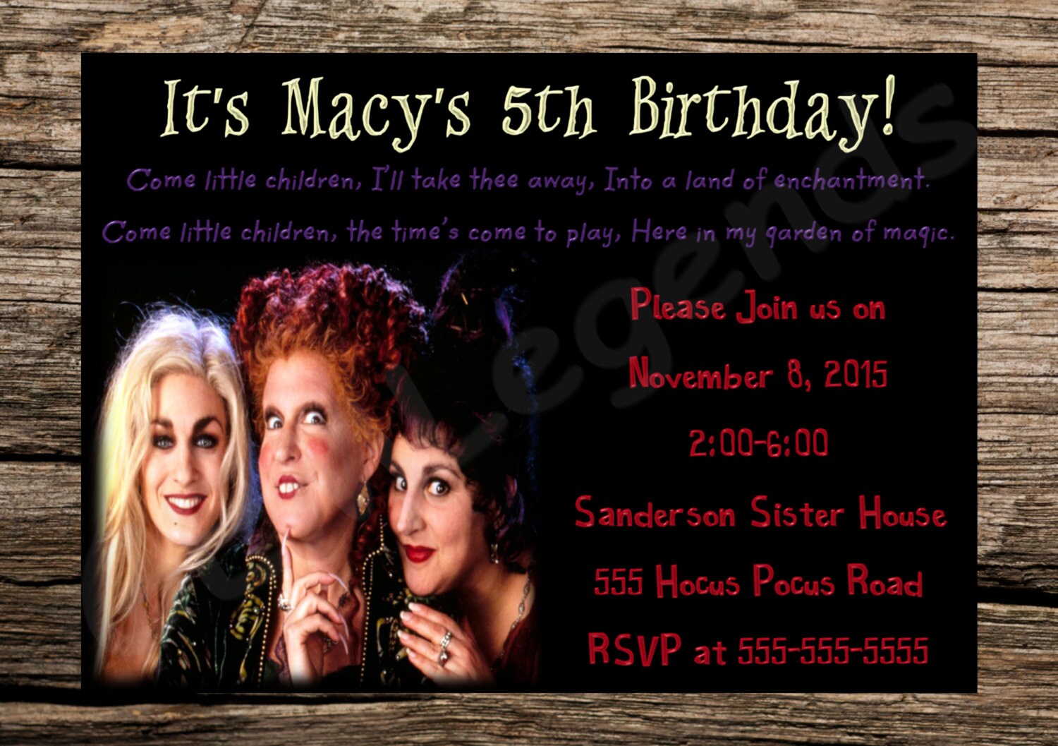 Hocus Pocus Birthday Invitations Costume PartyHocus Pocus Etsy