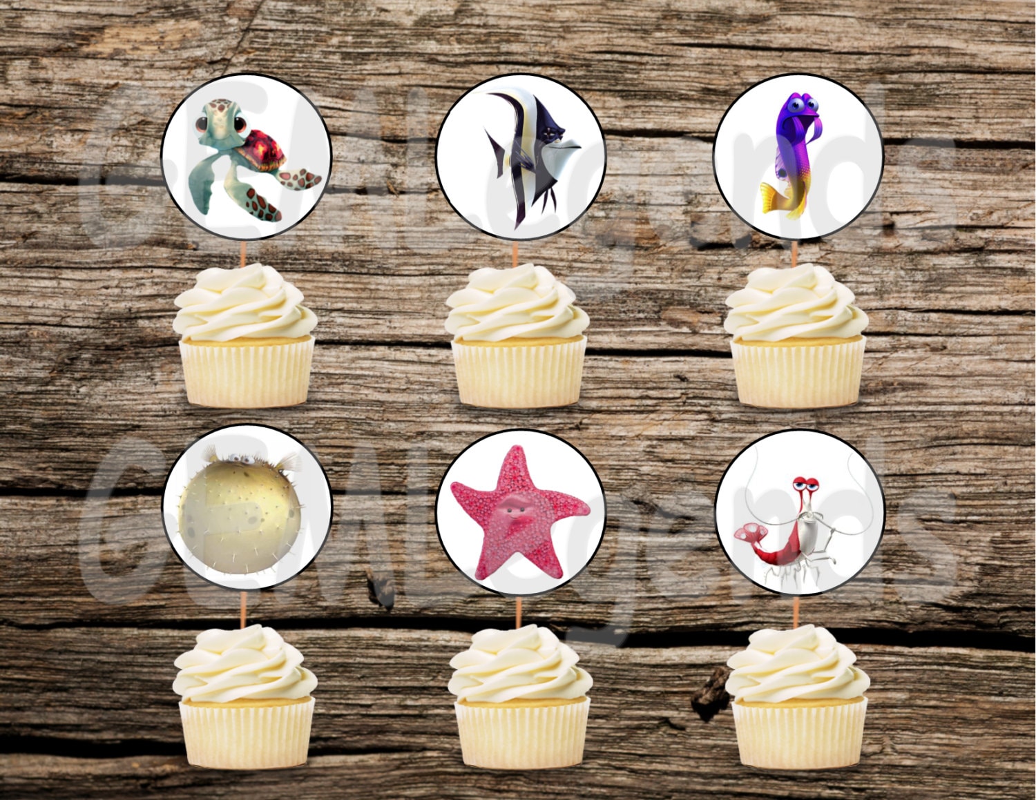 Finding Nemo Cupcake Toppers, Finding Nemo Birthday, Nemo Cupcake ...