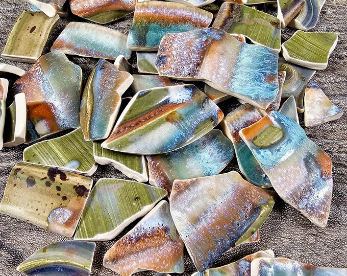 Tumbled Ceramic Shards in Assorted Shape, Size and Colors Orange Blue ...