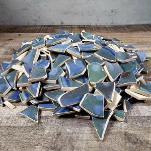 Blue Glazed Pottery Shards: Mosaic Crafting & Jewelry Supplies - Etsy