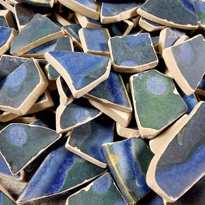 Blue Glazed Pottery Shards: Mosaic Crafting & Jewelry Supplies - Etsy