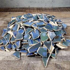Blue Glazed Pottery Shards: Mosaic Crafting & Jewelry Supplies - Etsy
