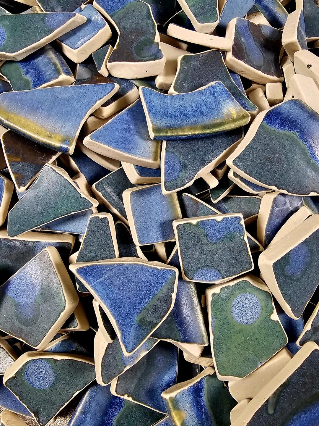 Blue Glazed Pottery Shards: Mosaic Crafting & Jewelry Supplies - Etsy