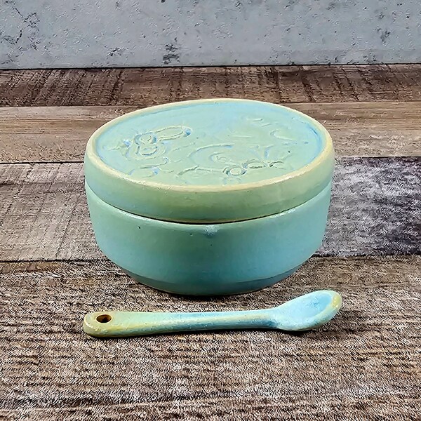 Ceramic Salt Pot Dish and Spoon - Etsy