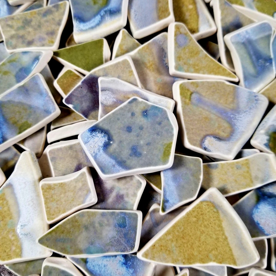 Tumbled Curved Ceramic Shards in Assorted Shape, Size and Colors ...