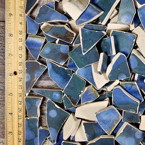 Blue Glazed Pottery Shards: Mosaic Crafting & Jewelry Supplies - Etsy