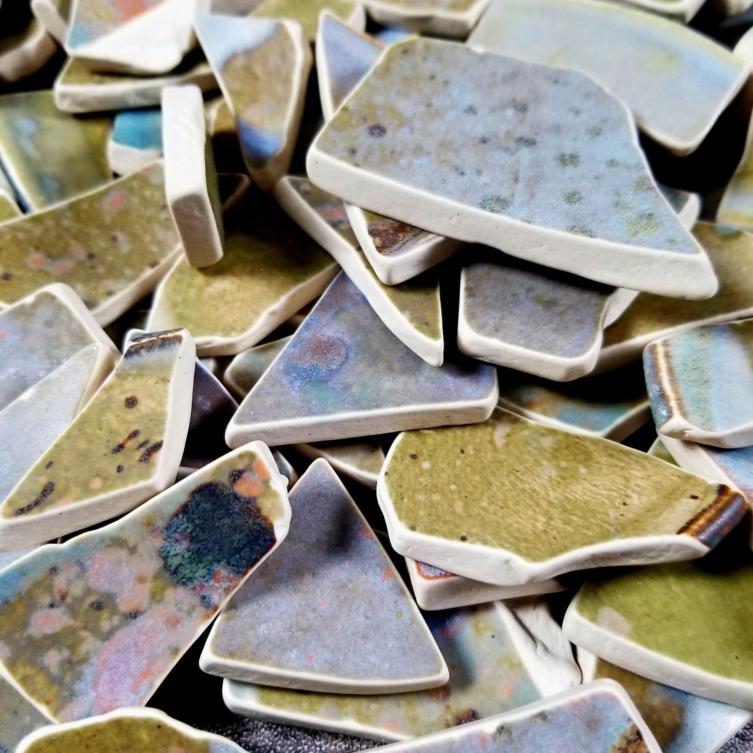 Tumbled Ceramic Shards in Assorted Shape, Size and Colors Purple Blue ...
