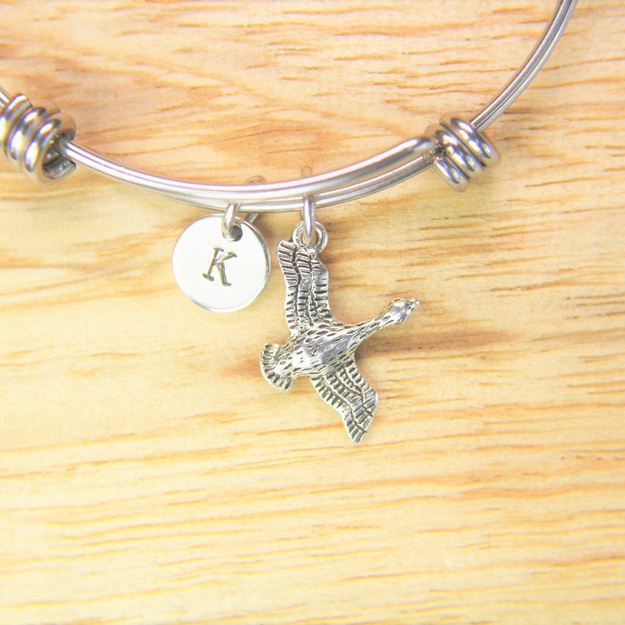 Silver Goose Charm Bracelet Flying Bird Charm Bangle Duck | Etsy