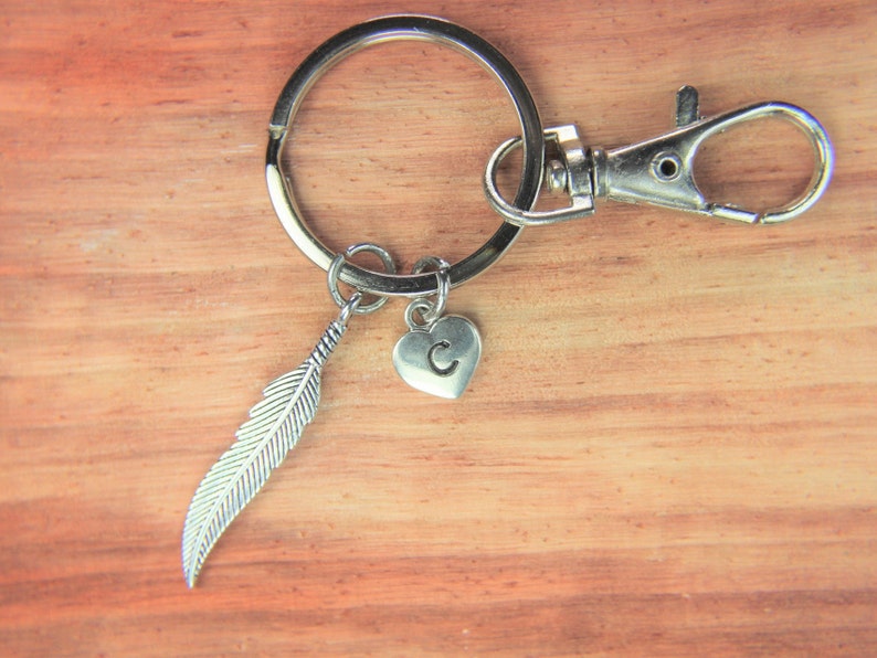 Silver Feather Charm Keychain Christmas Charm Feather Keychain | Etsy
