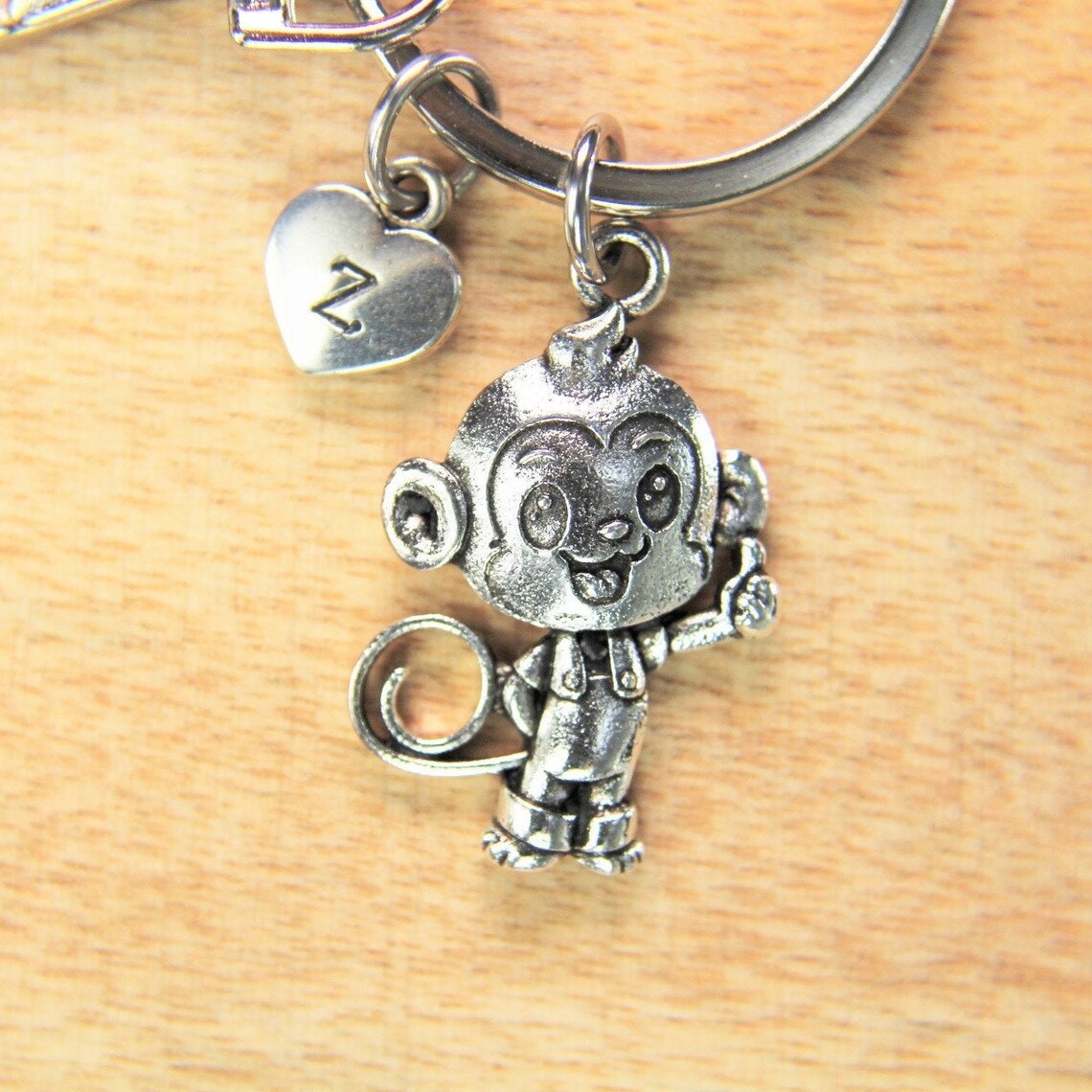 Monkey Keyring Silver Monkey Charm Keyring Mild Monkey Gift - Etsy UK